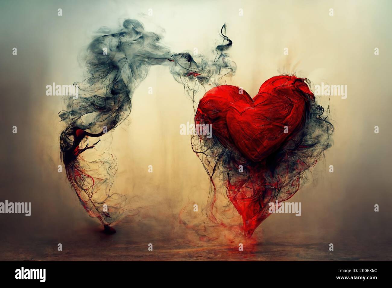 Heart shaped cloud, beautiful magic smoke heart Stock Photo - Alamy