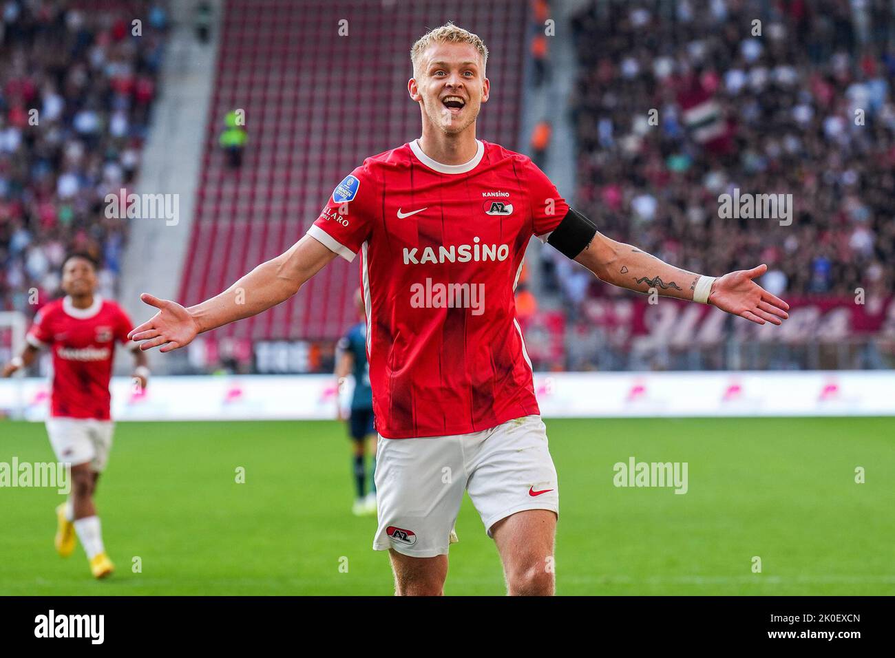ALKMAAR - Jens Odgaard of AZ Alkmaar celebrates the 1-0 during the ...