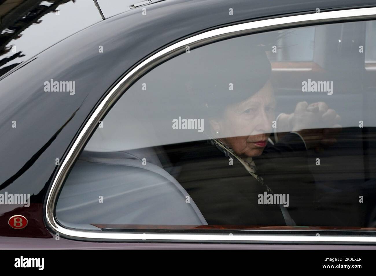 The Princess Royal traveling with the cortege carrying the coffin of ...