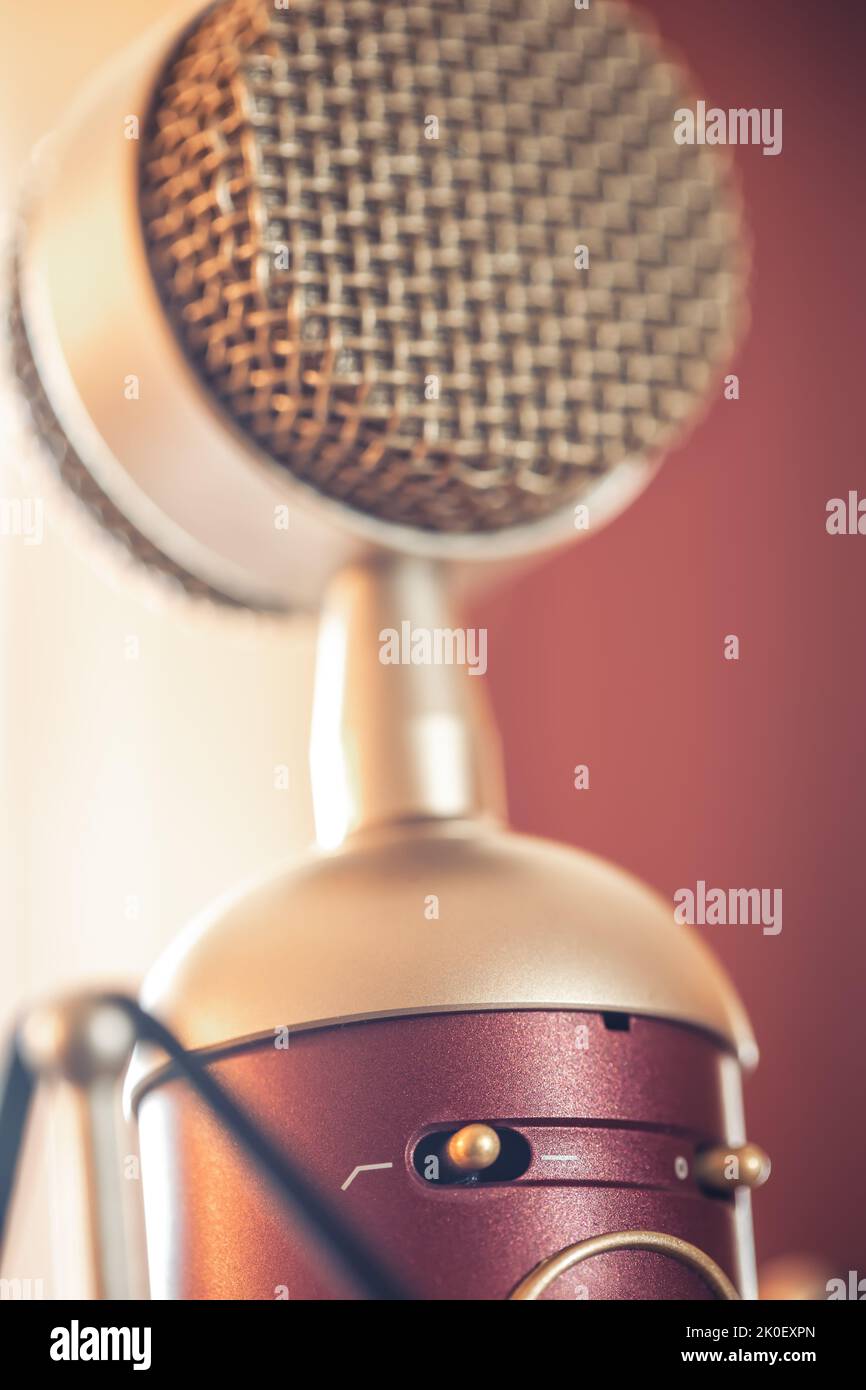 Professional microphone for sound recording, macro photography Stock ...