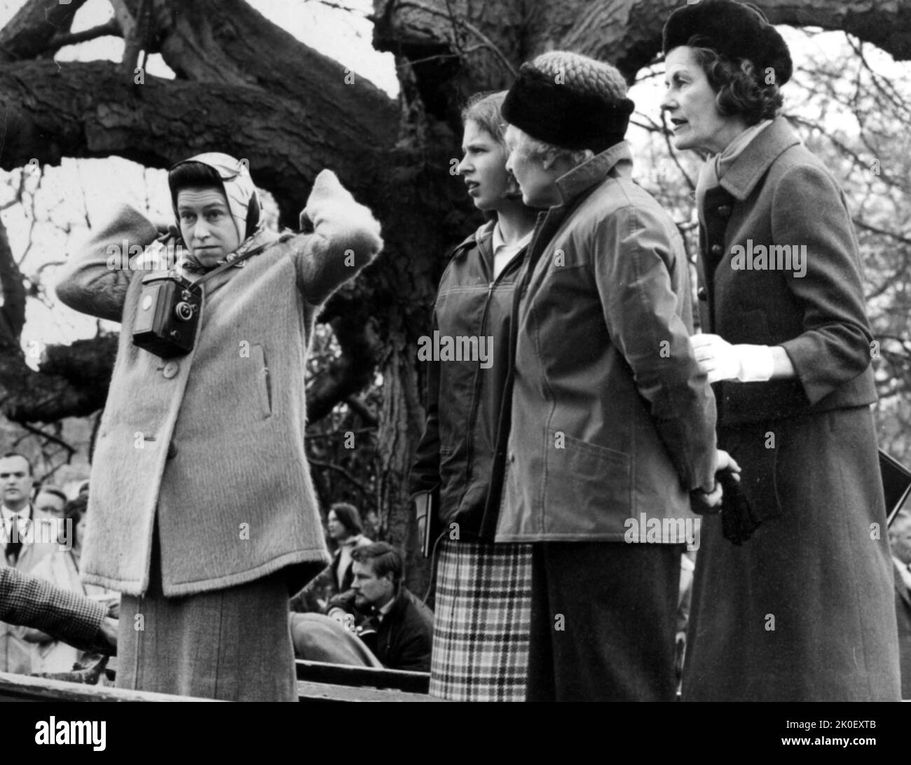 1965; Badminton Horse Trials near Bath. HRH Queen Elizabeth II wearing ...