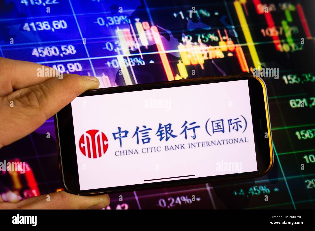 KONSKIE, POLAND - September 10, 2022: Smartphone displaying logo of ...