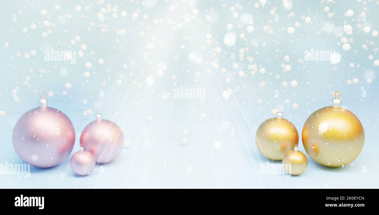 Merry Christmas and Happy New Year banner. 3D illustration. 3D render ...