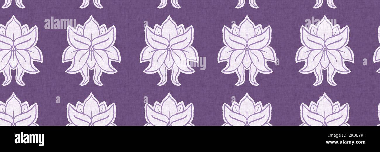 Gender neutral floral flower seamless raster border. Simple purple ...