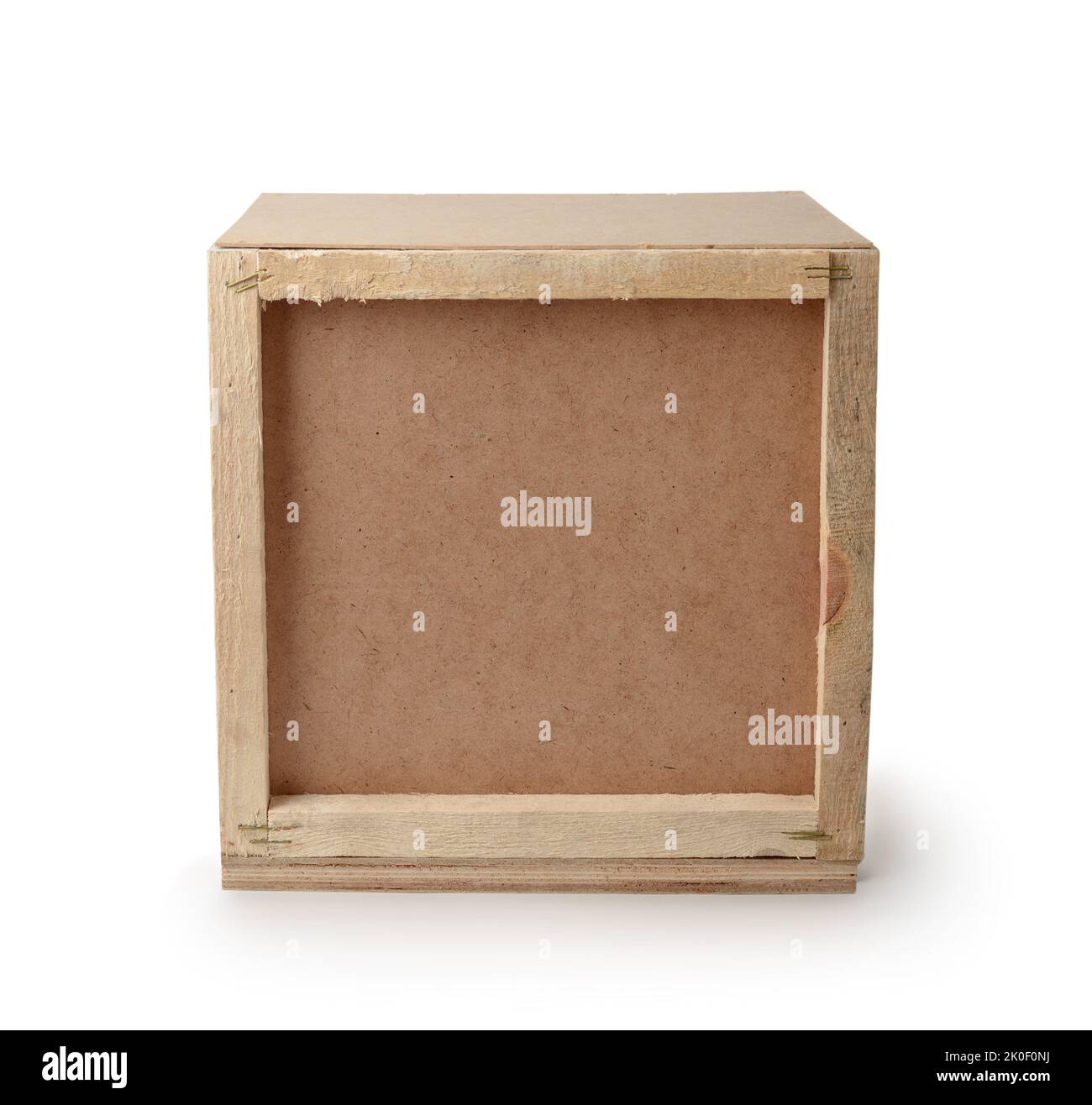 Closed big wooden box isolated on white. Front view Stock Photo - Alamy