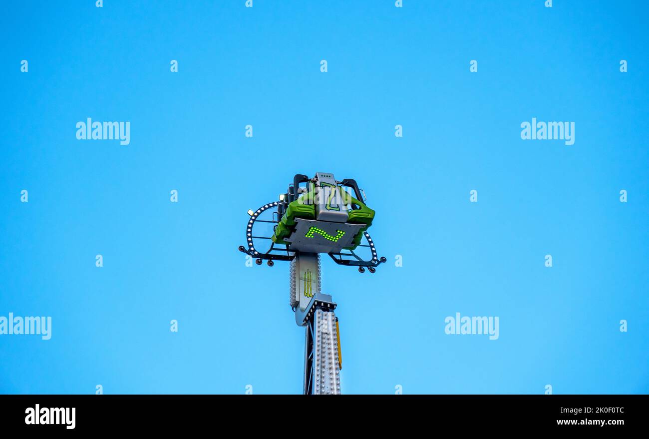 Detail of led lights on and off of a colorful fairground attraction in ...