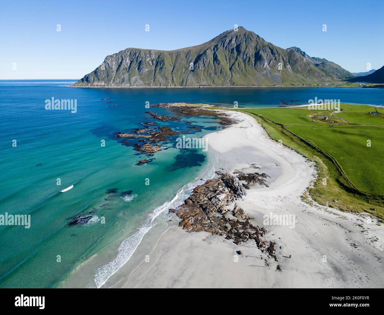 Aerial view of Skagsanden beach, Lofoten, Norway Stock Photo - Alamy