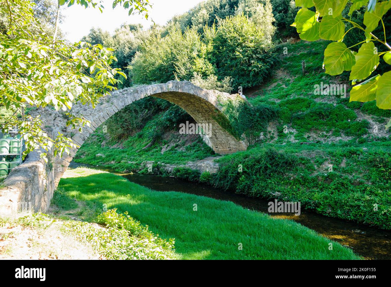 Stone bridge over a river, built to allow farmers to cross with sheep ...