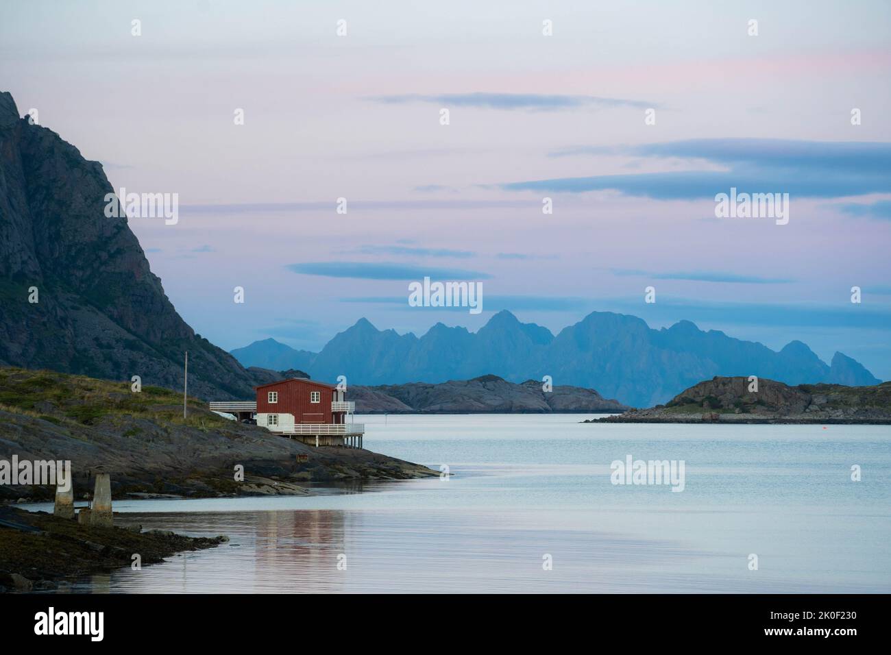Isolated house in Henningsvær, Lofoten, Norway Stock Photo - Alamy