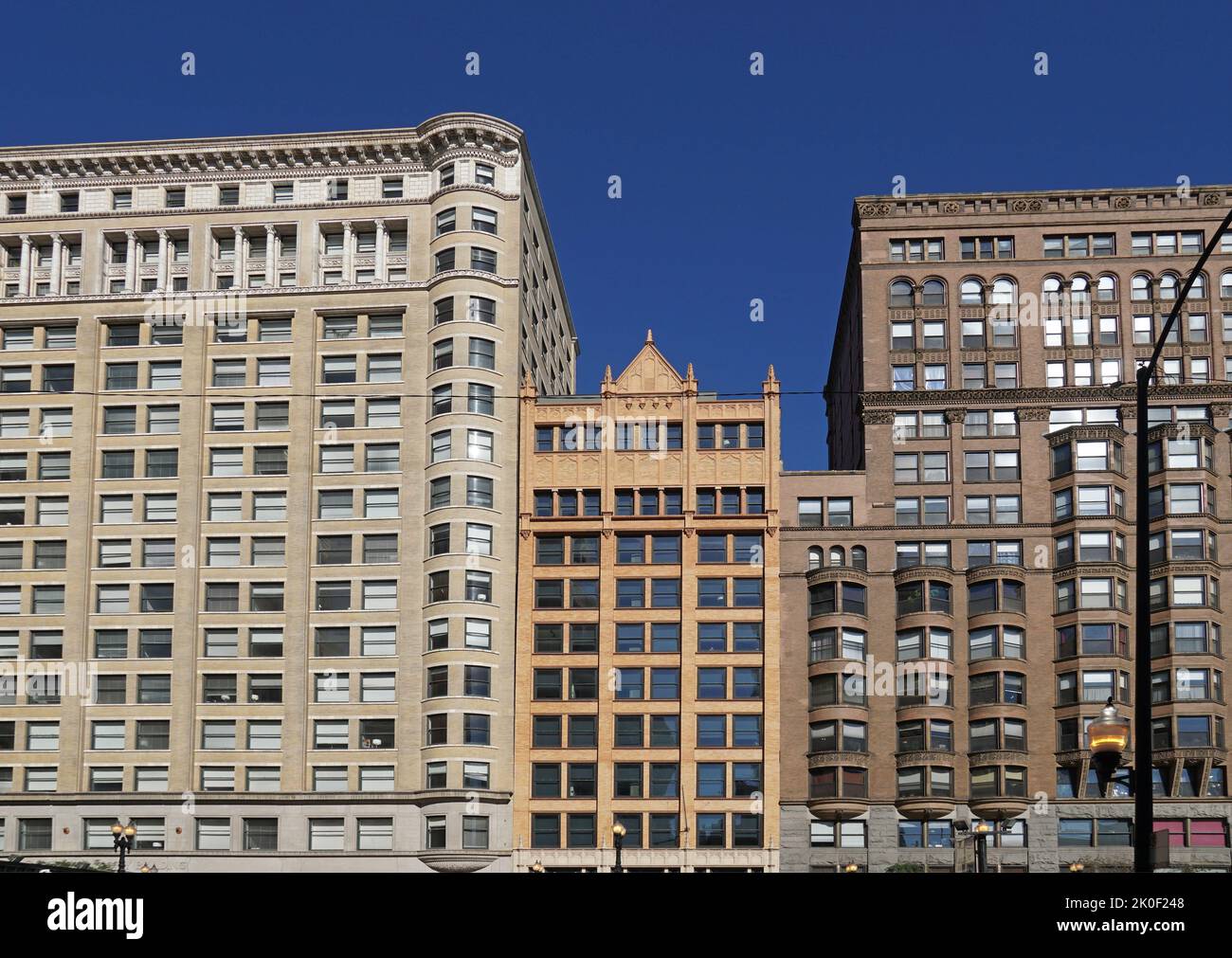 Chicago, facades of old buildings in the Loop, all constructed in the ...