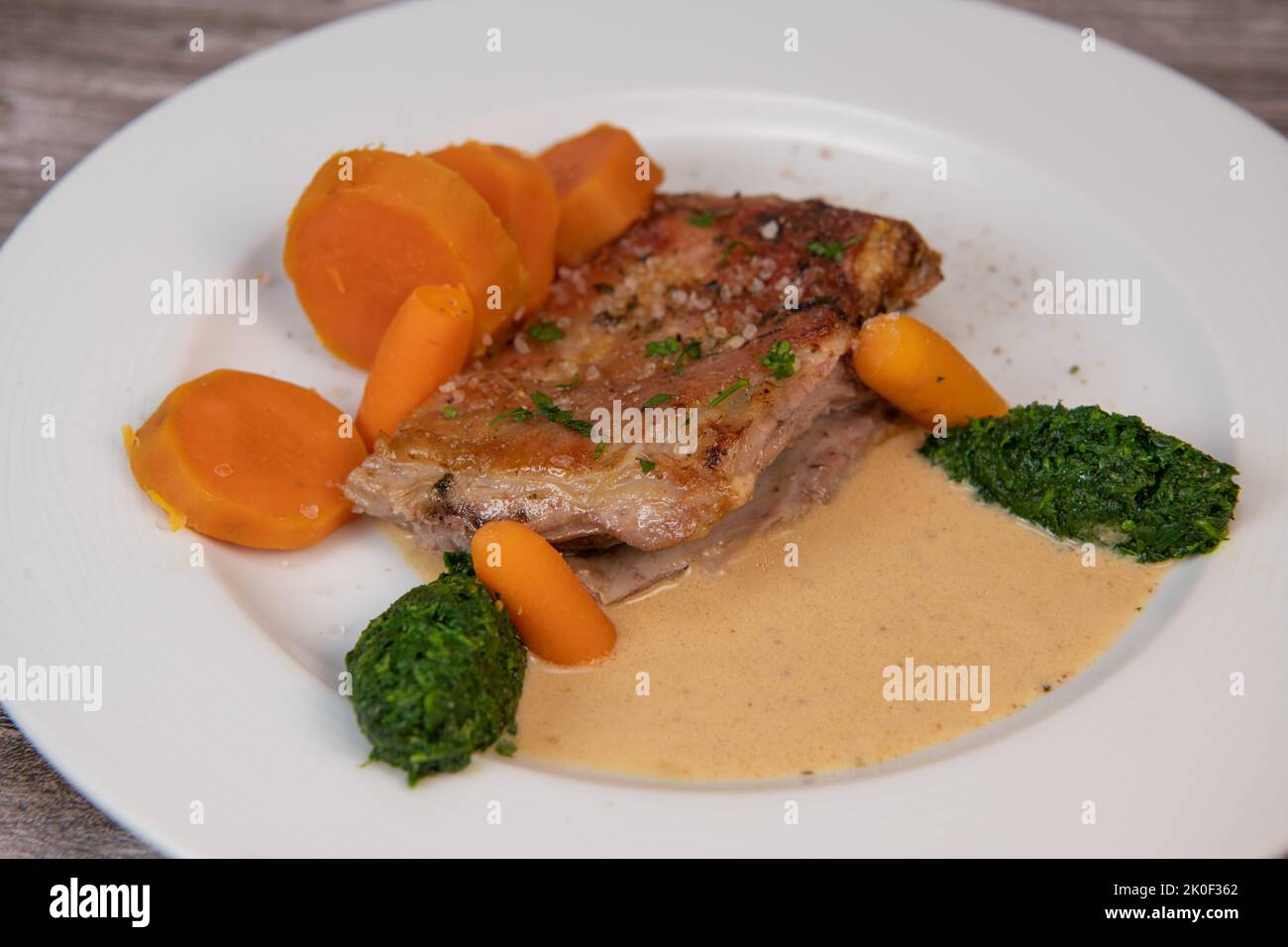 Recipe for baked lamb shoulder with watercress mashed, sweet potato and ...