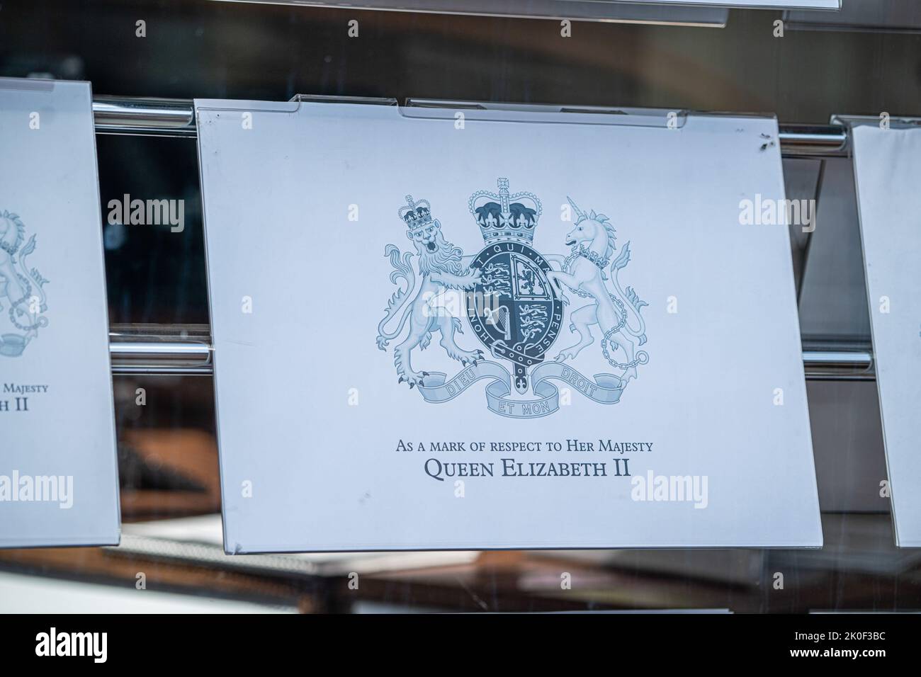 11 September 2022: Estate agent displays tribute to Her Majesty Queen ...