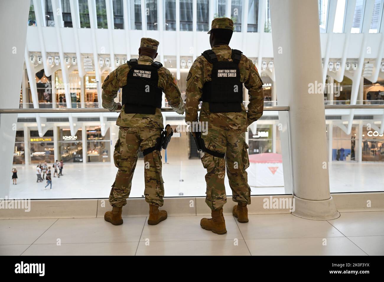 Security patrol inside the Oculus on September 11, 2022 in New York ...