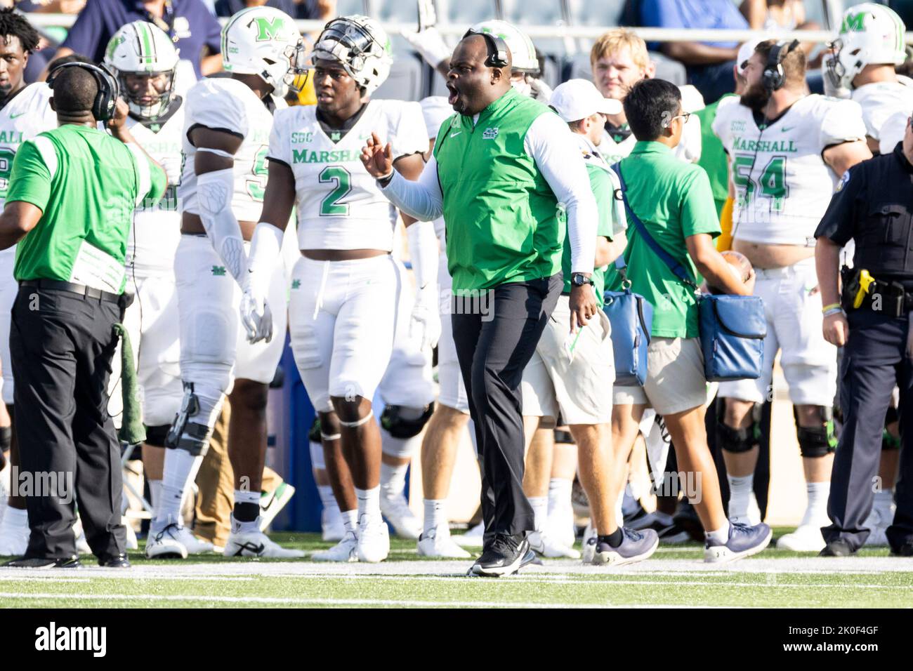 South Bend, Indiana, USA. 10th Sep, 2022. Marshall head coach Charles ...