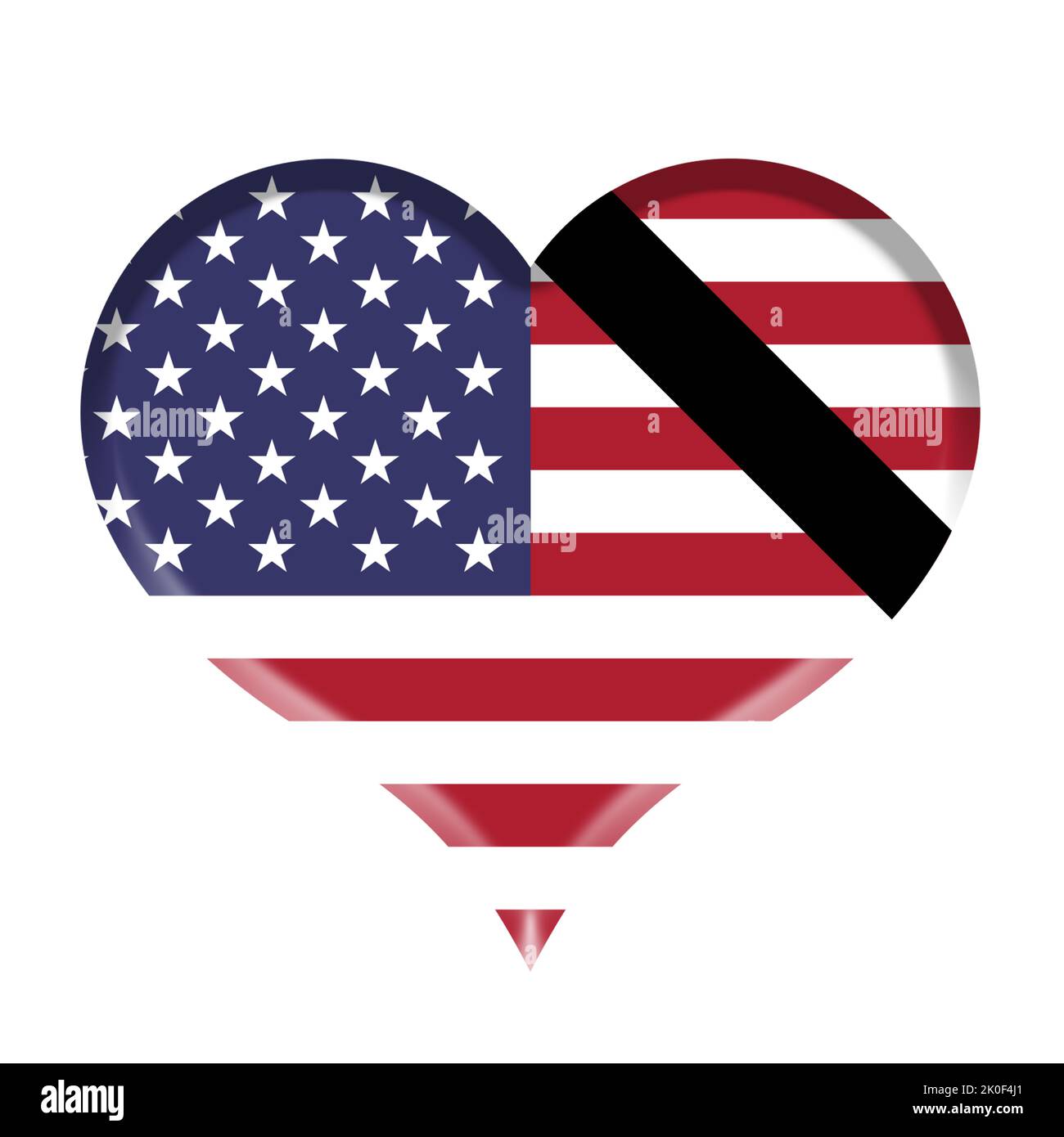 Heart with United States flag and mourning ribbon Stock Photo - Alamy
