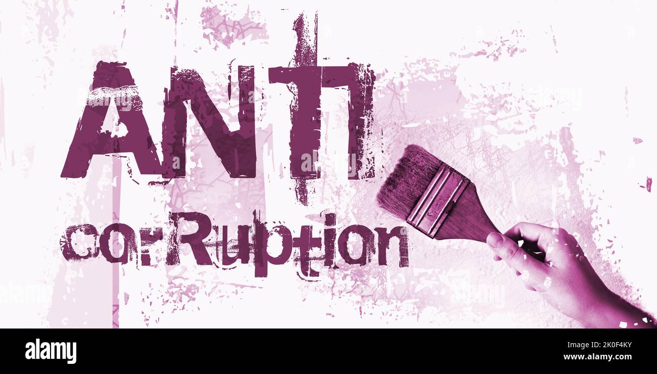 ANTI CORRUPTION Hand drawing words with paintbrush. Clear Business ...