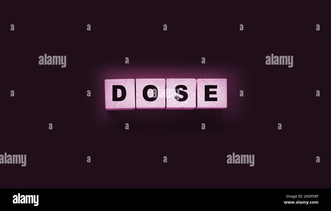 Wooden blocks word dose hi-res stock photography and images - Alamy