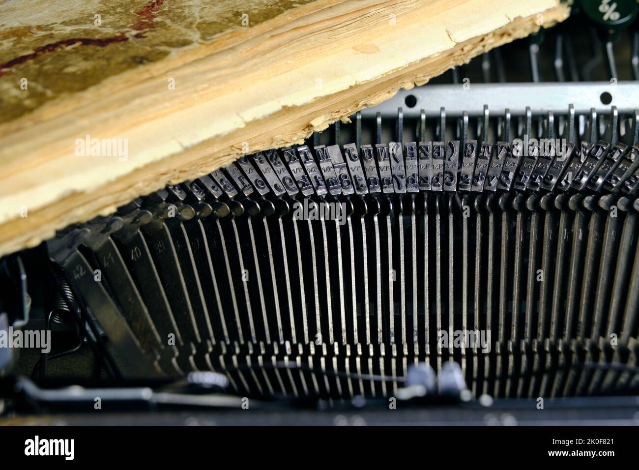 Mechanical hammers with alphabet for typing old typewriter Stock Photo ...
