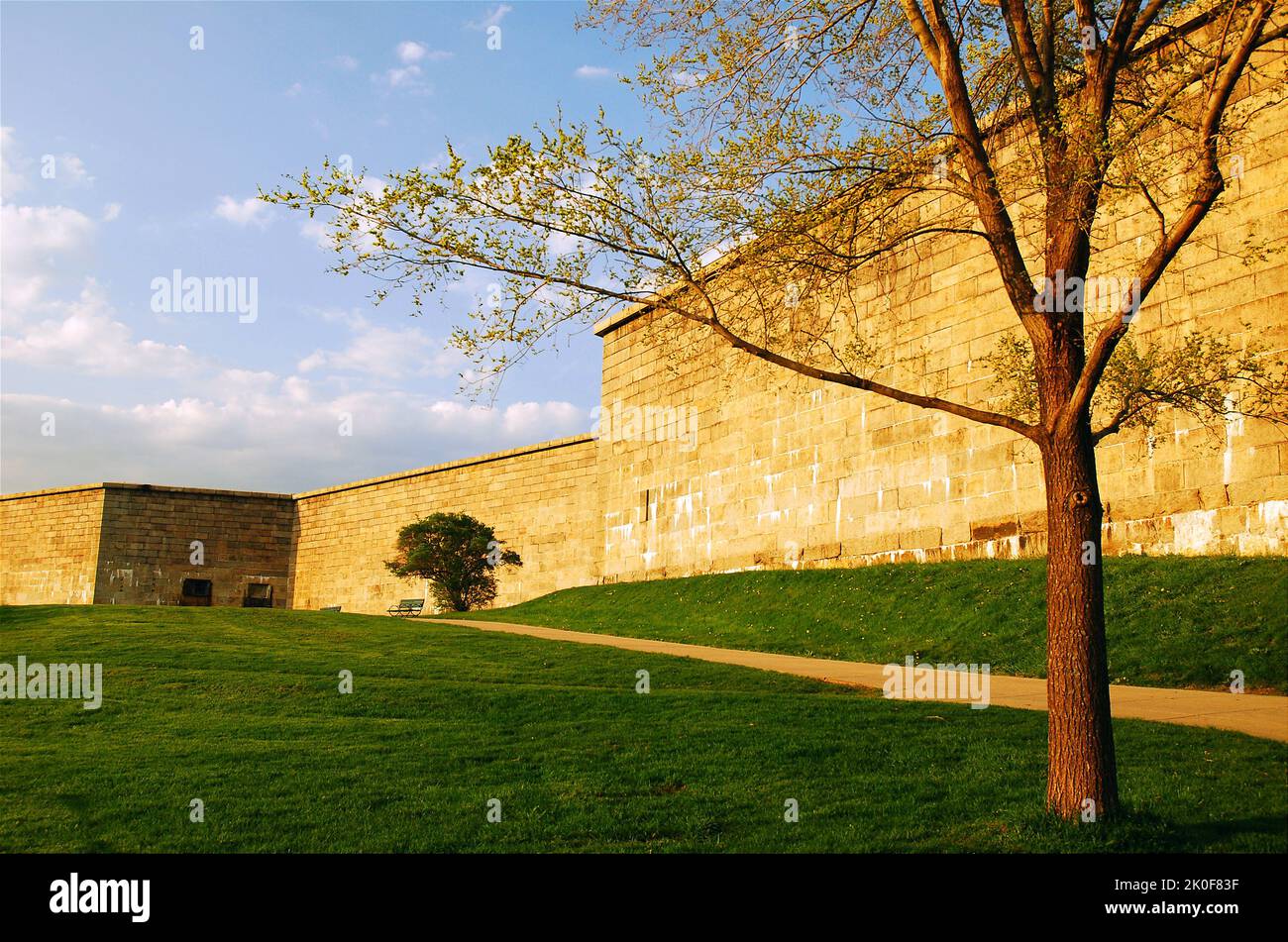 The imposing stone walls of Fort Independence, served as a defensive ...