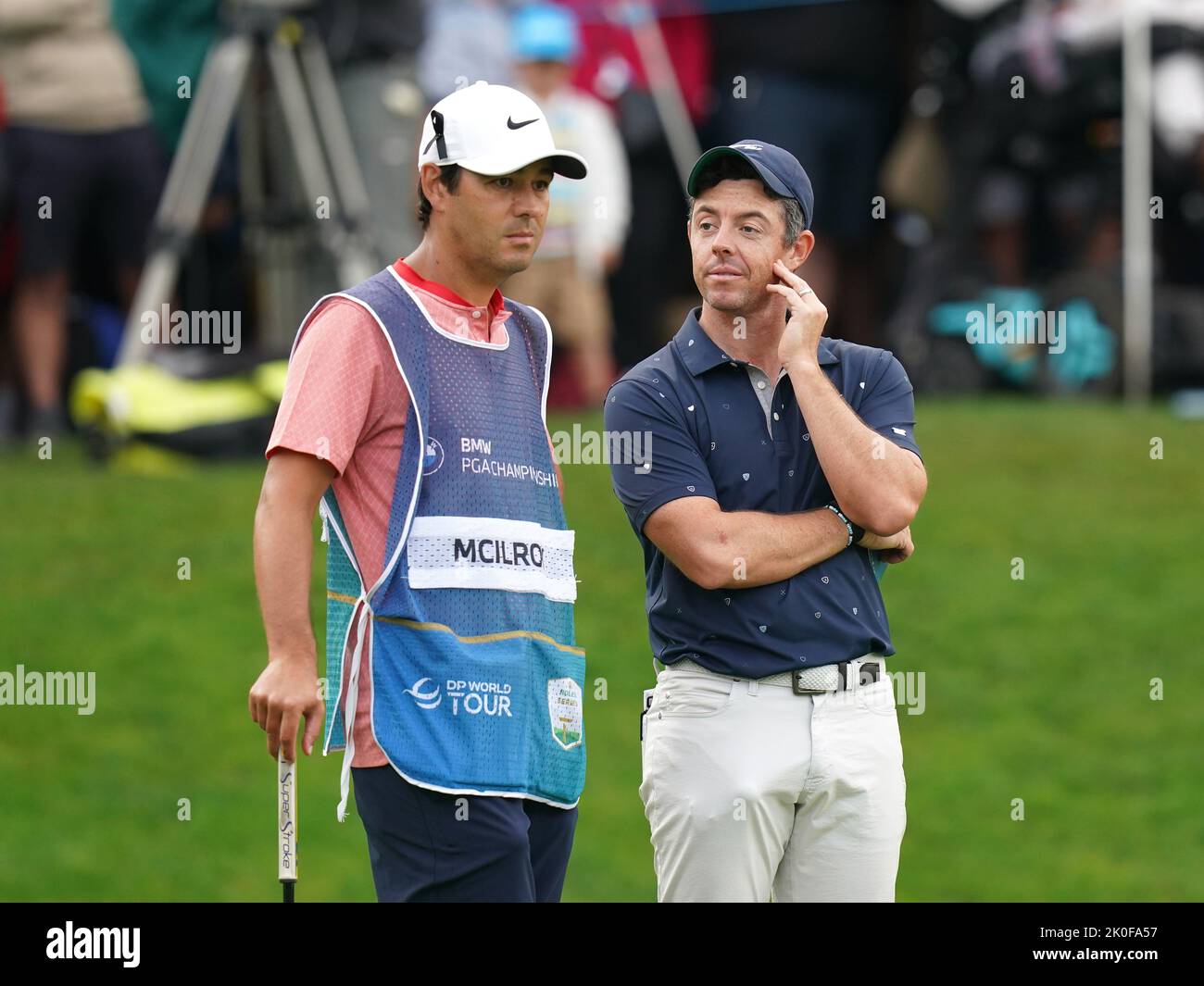 Rory McIlroy reacts on the 18th green during day four of the BMW PGA ...