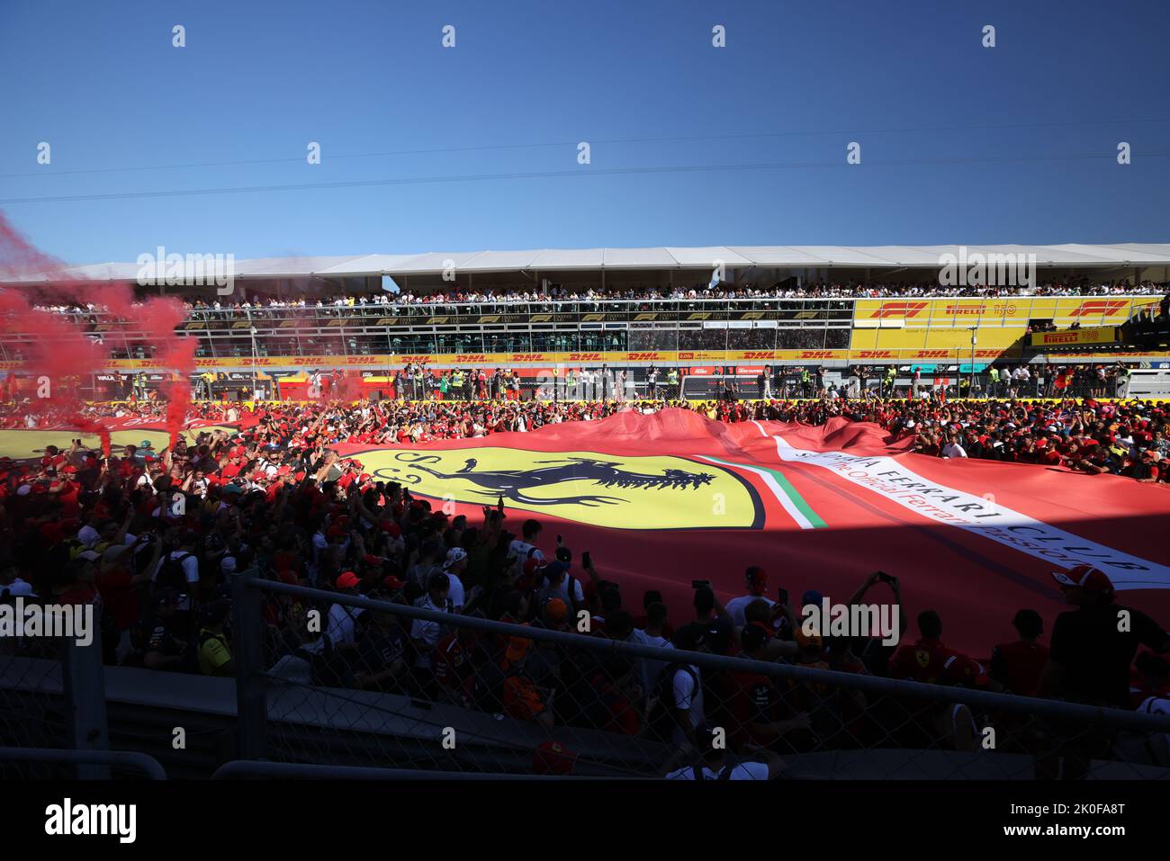 Large ferrari flag shown by the tiffosi hi-res stock photography and ...