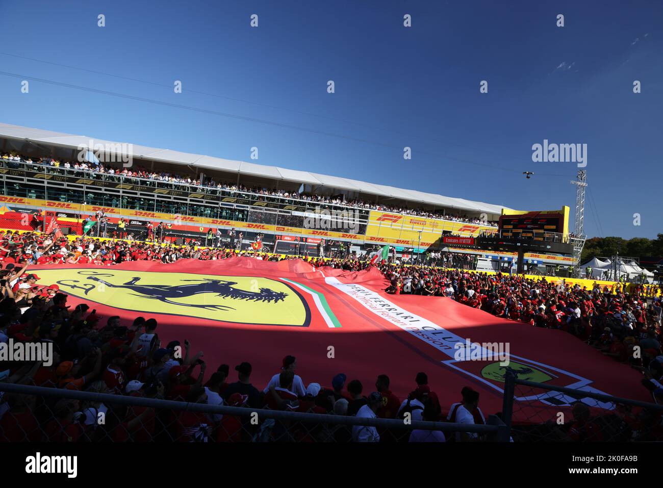 Large ferrari flag shown by the tiffosi hi-res stock photography and ...
