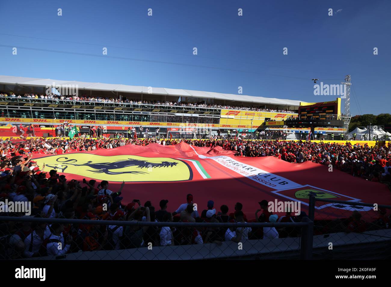 Large ferrari flag shown by the tiffosi hi-res stock photography and ...