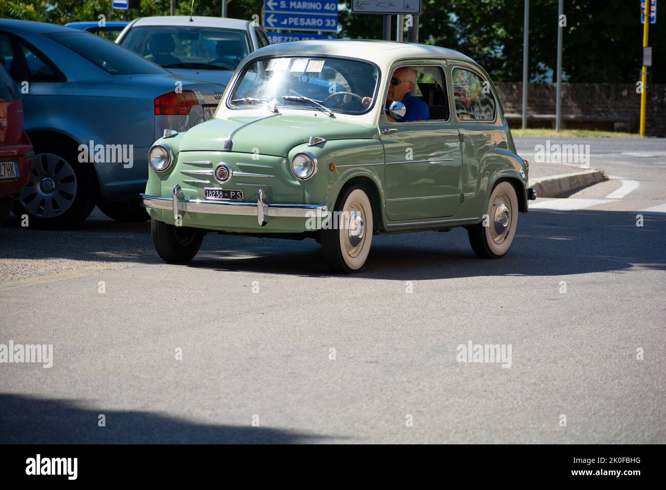 PESARO - ITALY - JULY 02 - 2022 : rally of classic cars fiat 600 in ...