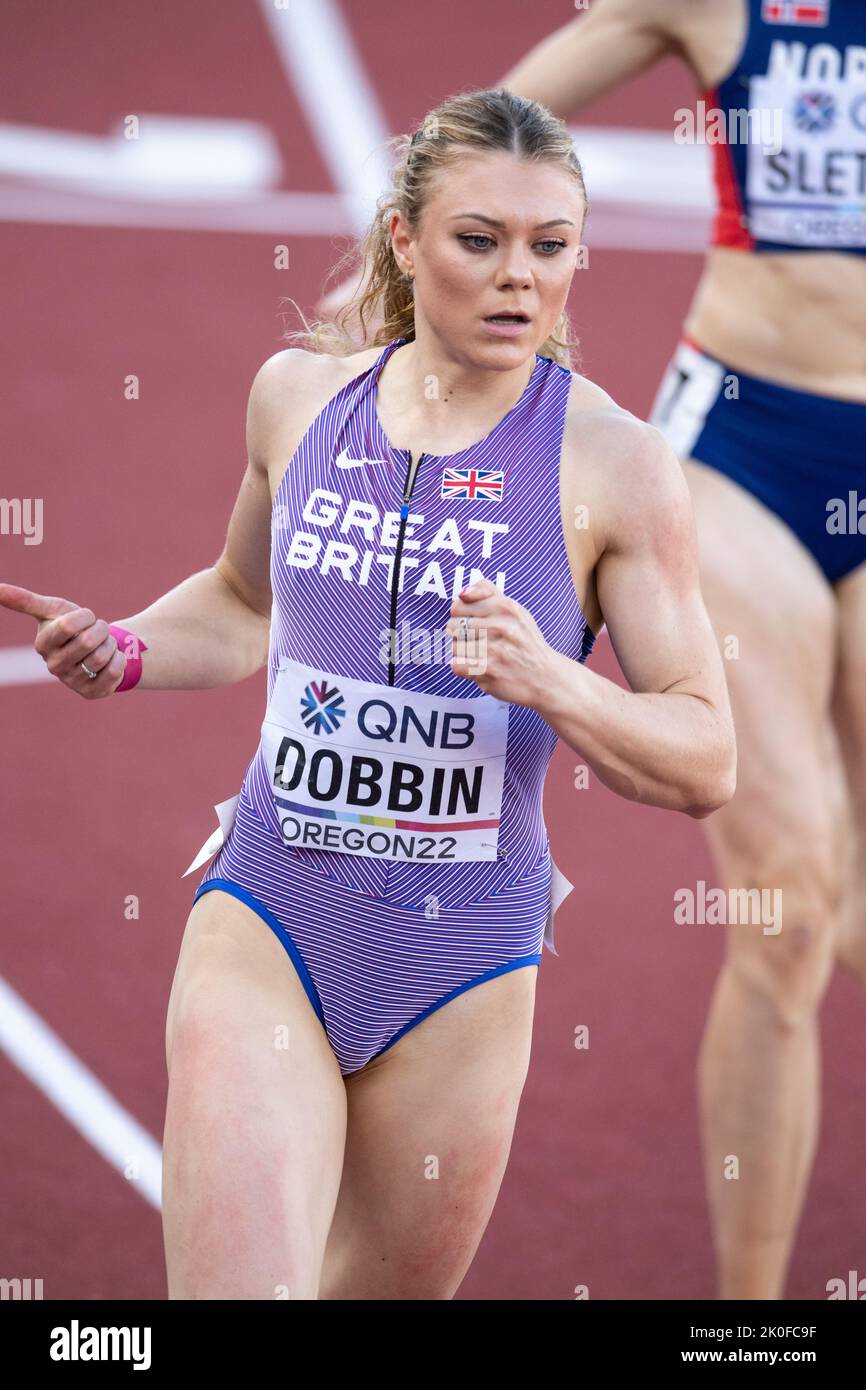Beth Dobbin of GB&NI competing in the women’s 200m heats at the World Athletics Championships ...