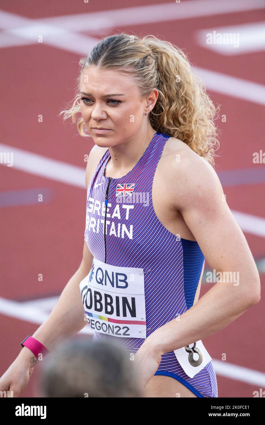 Beth Dobbin of GB&NI competing in the women’s 200m heats at the World Athletics Championships ...