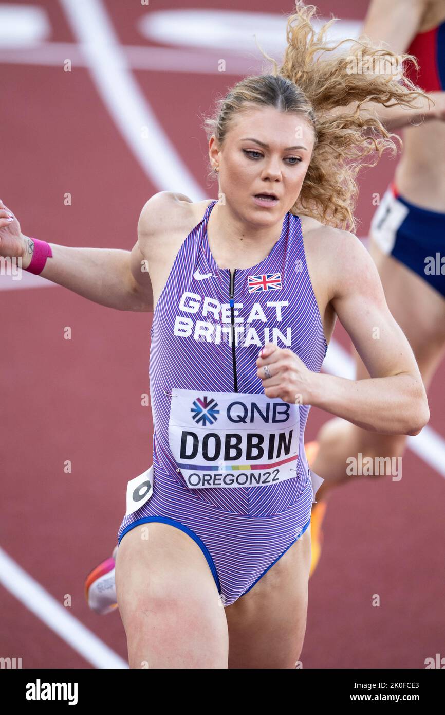Beth Dobbin of GB&NI competing in the women’s 200m heats at the World ...