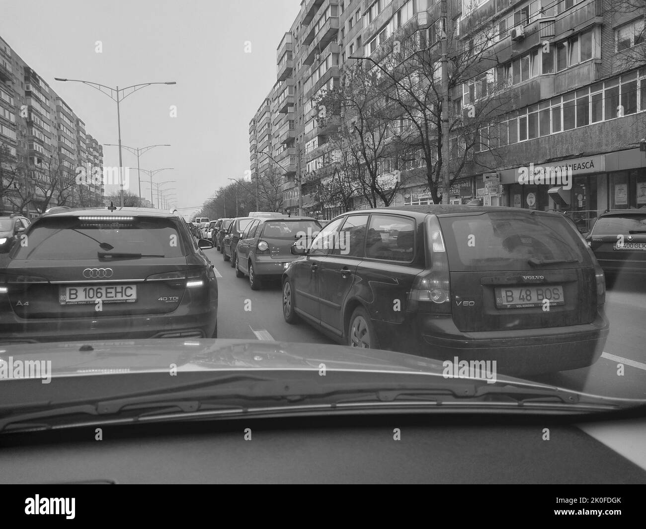 Car traffic, pollution, traffic jam in Bucharest, Romania, 2022 Stock ...