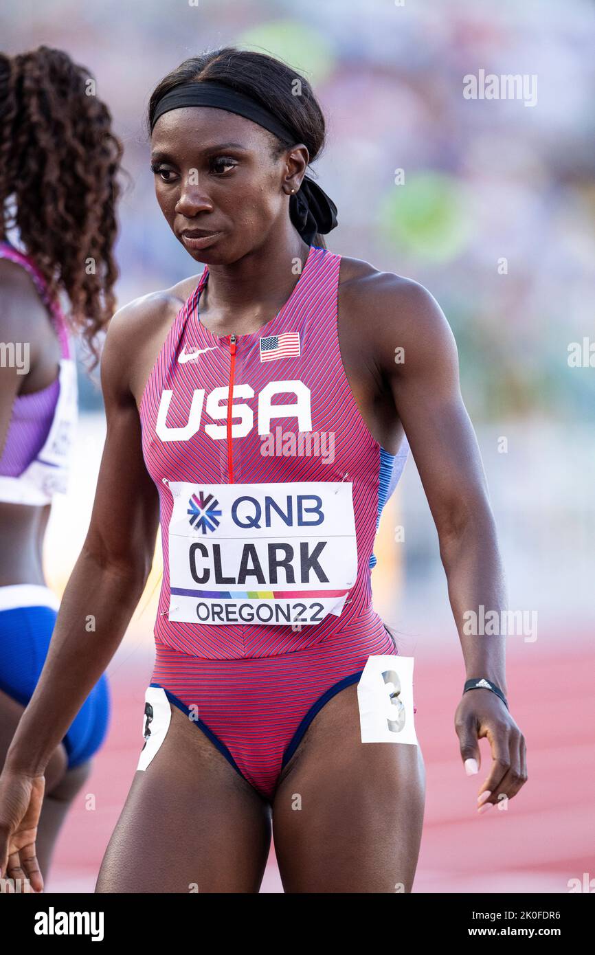 Tamara Clark of the USA competing in the women’s 200m heats at the ...