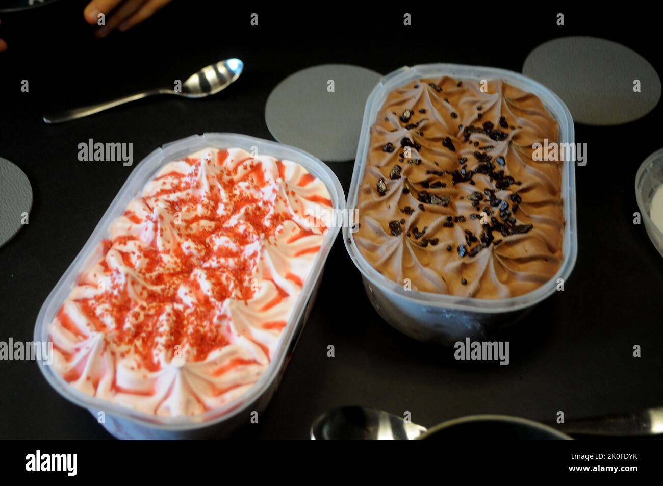 Copenhagen /Denmark/11 September 2022/ Two kind of ice cream chcolate ...