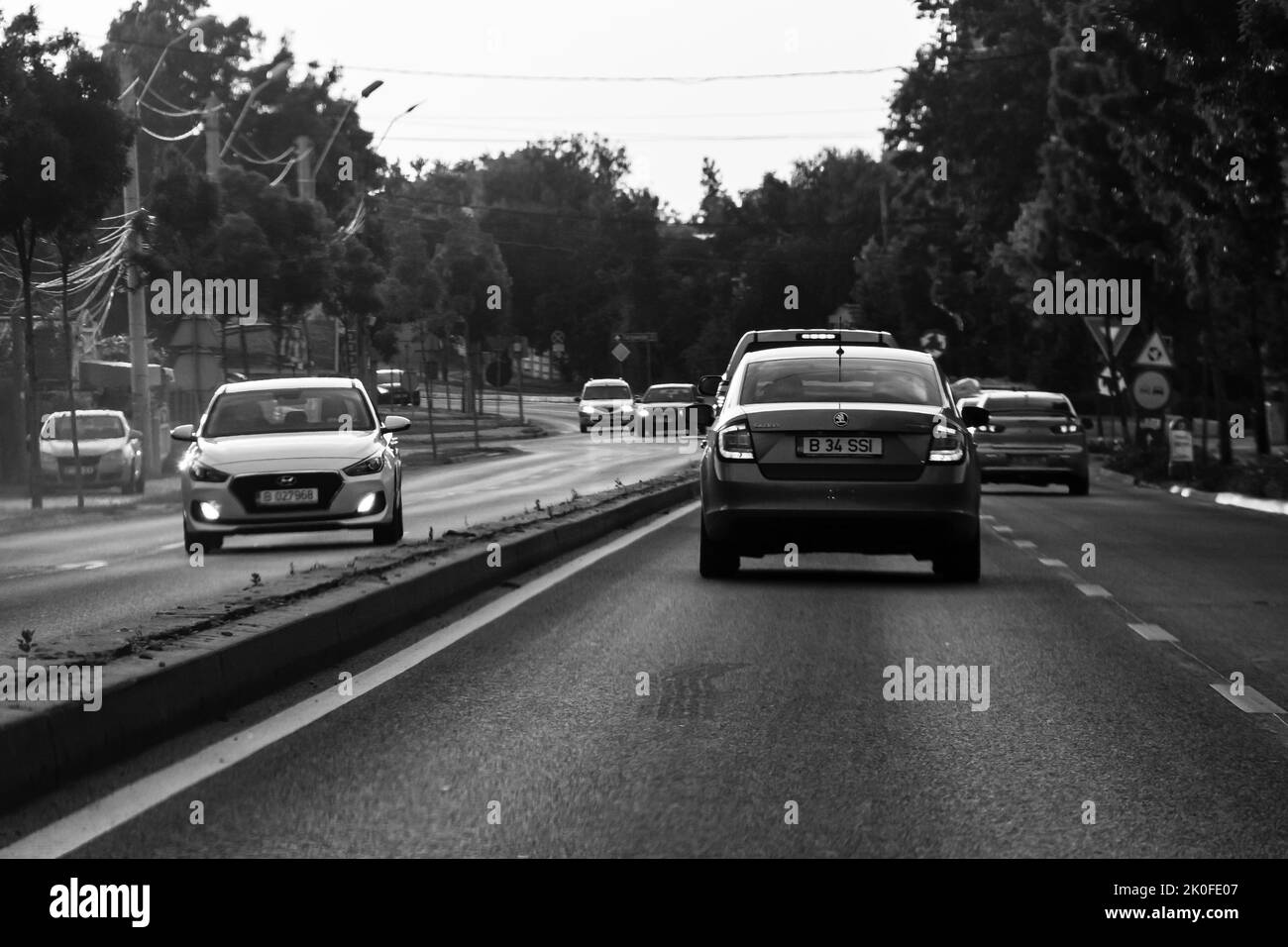 Car traffic, pollution, traffic jam in Bucharest, Romania, 2022 Stock ...