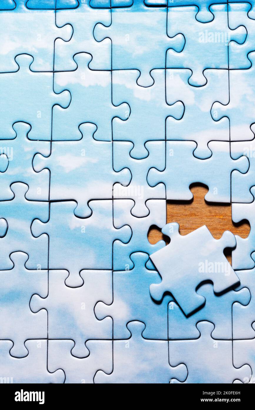 Puzzle. Piece of a puzzle with many pieces. The concept of a whole made ...