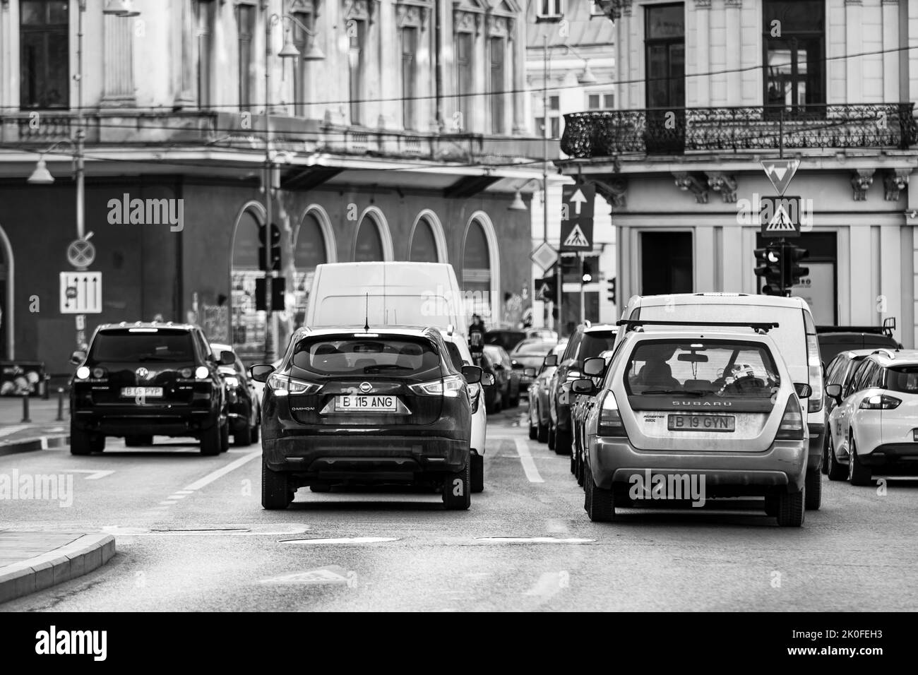 Car traffic, pollution, traffic jam in Bucharest, Romania, 2022 Stock ...