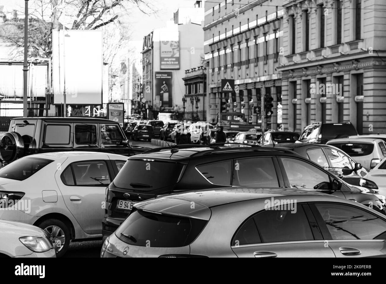 Car traffic, pollution, traffic jam in Bucharest, Romania, 2022 Stock ...