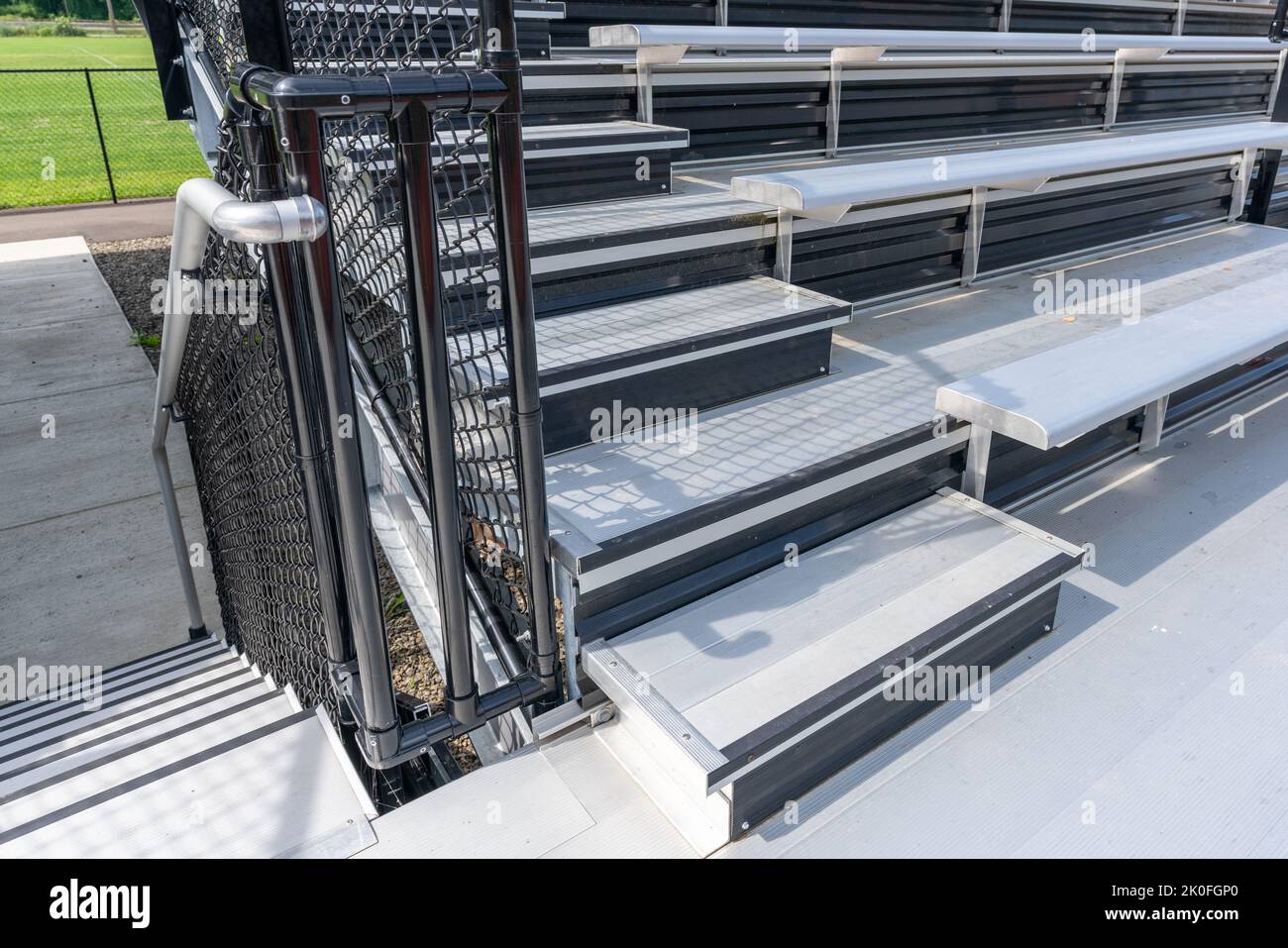 Example of an exit, entrance, vomitorium at empty set of metal stadium ...