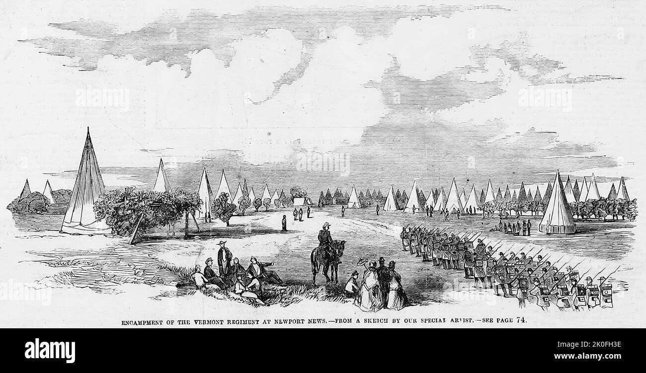 Encampment of the Vermont Regiment at Newport News, Virginia, June 1861 ...