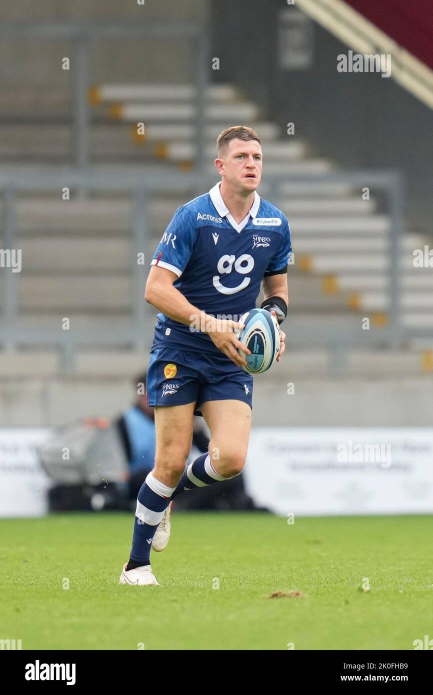 Sale Sharks Sam James during the Gallagher Premiership match Sale Sharks vs Northampton Saints ...