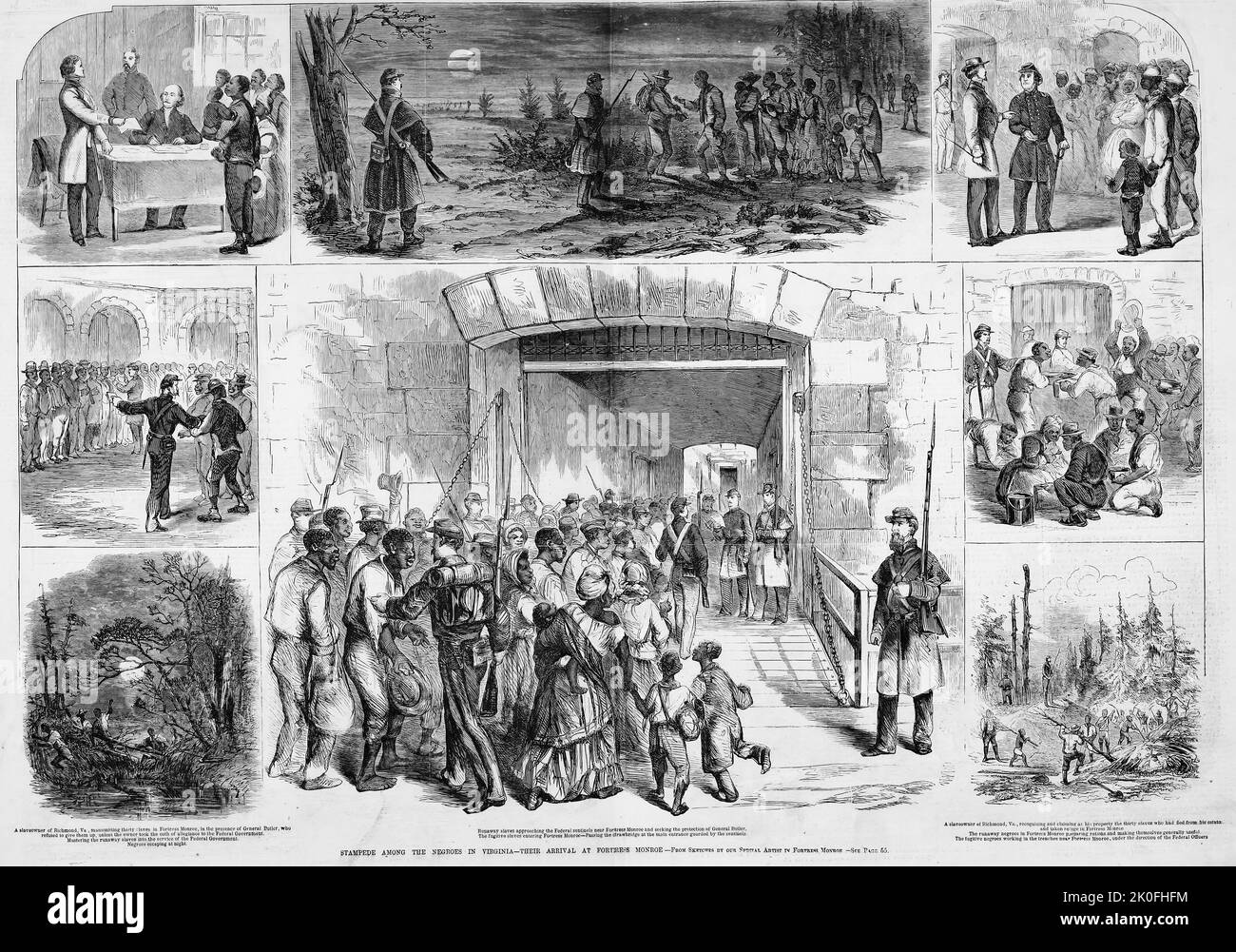 Stampede among the negroes in Virginia - Their arrival at Fort Monroe ...