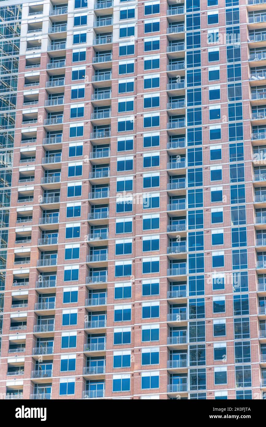 Skyscraper in Austin Texas with glass windows and balconies at the ...
