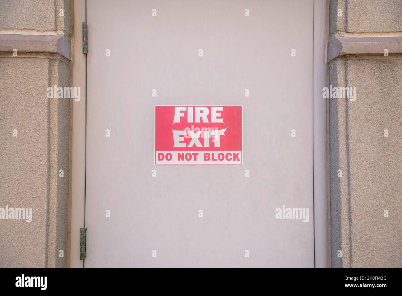 Fire Exit Do Not Block on a beige door at downtown Tucson, Arizona ...