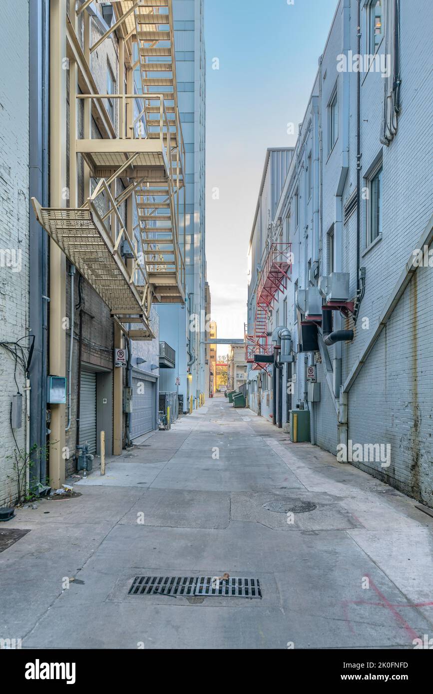 Austin, Texas- Concrete alleyway in between adjacent residential ...