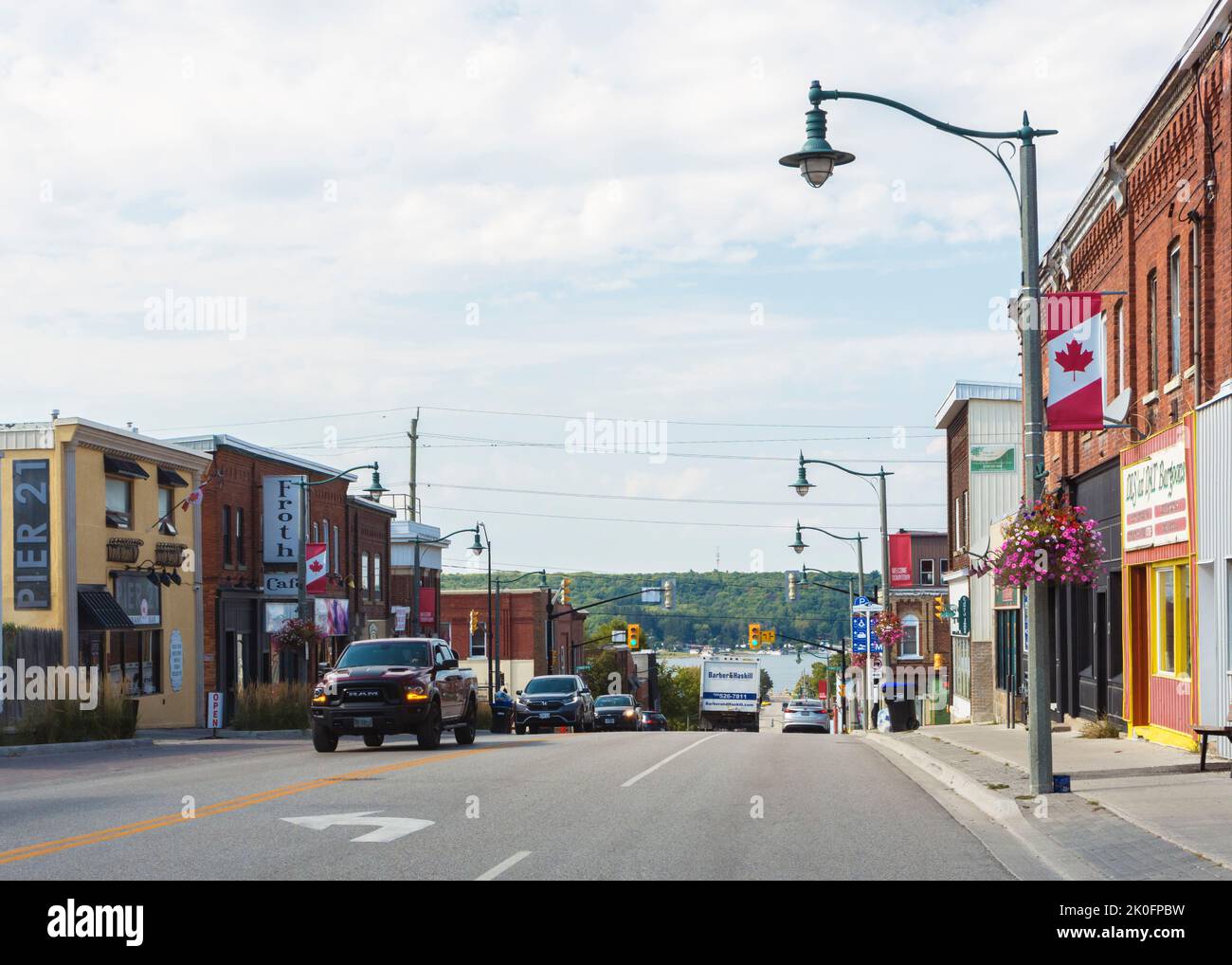 Main street road in Penetanguishene town, Penetanguishene, Ontario ...