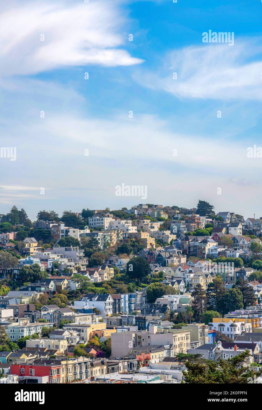 Residential buildings in a high angle view at the suburban area of San ...