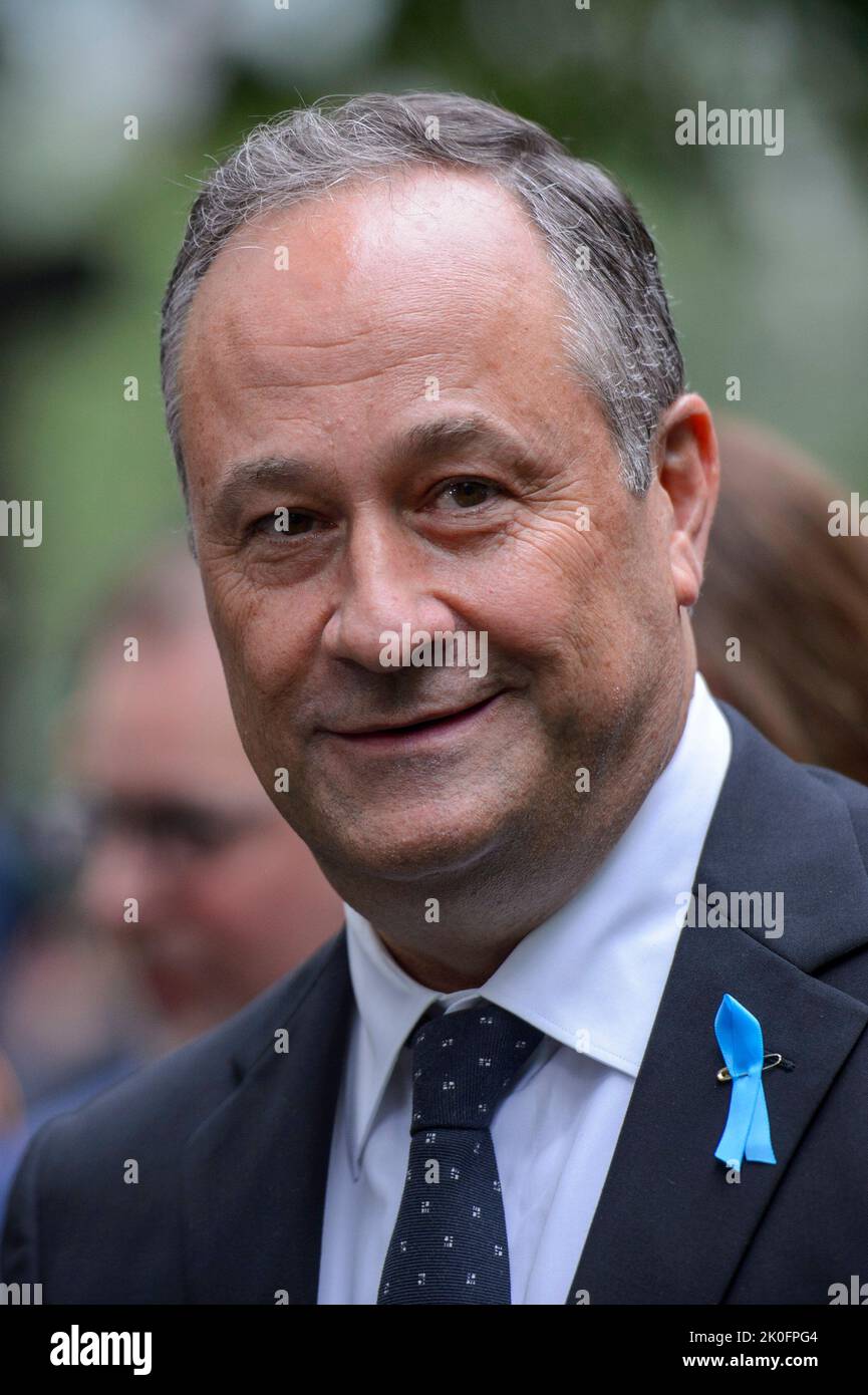 Second gentleman Doug Emhoff attends a commemoration ceremony at the ...