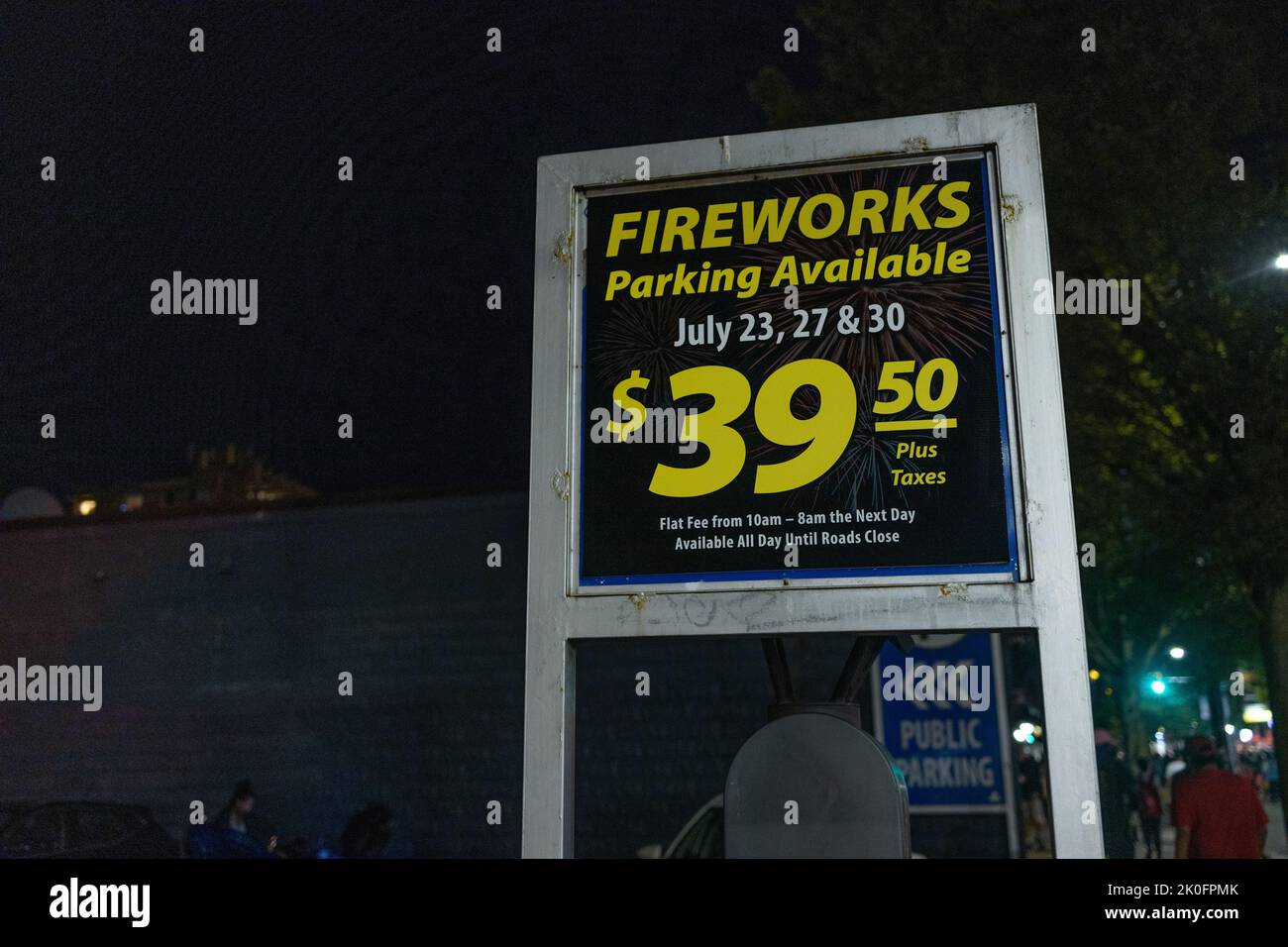 View of sign Fireworks parking available during Honda Celebration of ... View of sign Fireworks parking available during Honda Celebration of ...