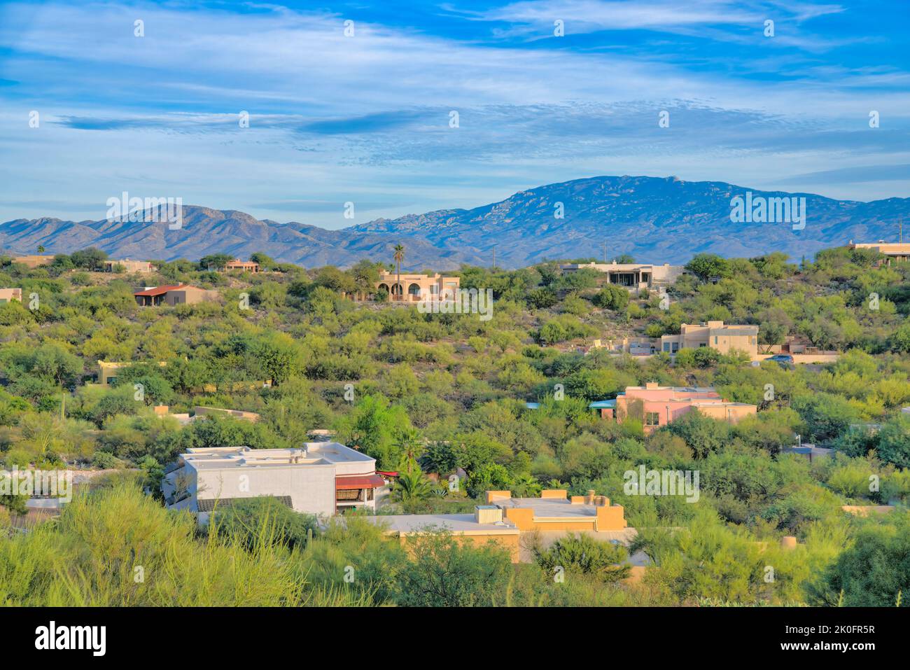 High angle view of upper middle class residence in Tucson, Arizona ...